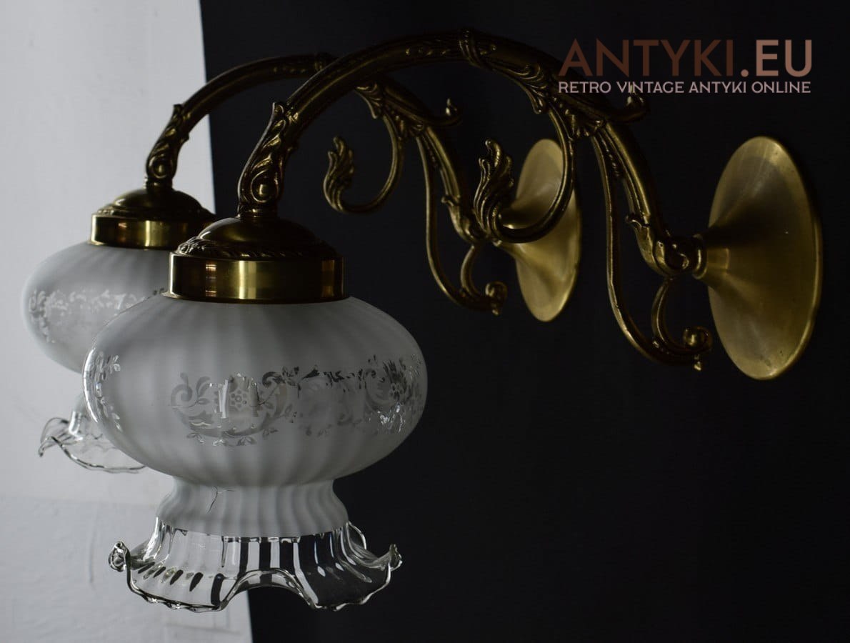 2 kinkiety złote z kloszami lampy ścienne luksusowe lampy dworskie ...